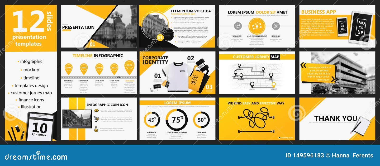 Yellow and Black Presentation Templates Stock Vector - Illustration of ...