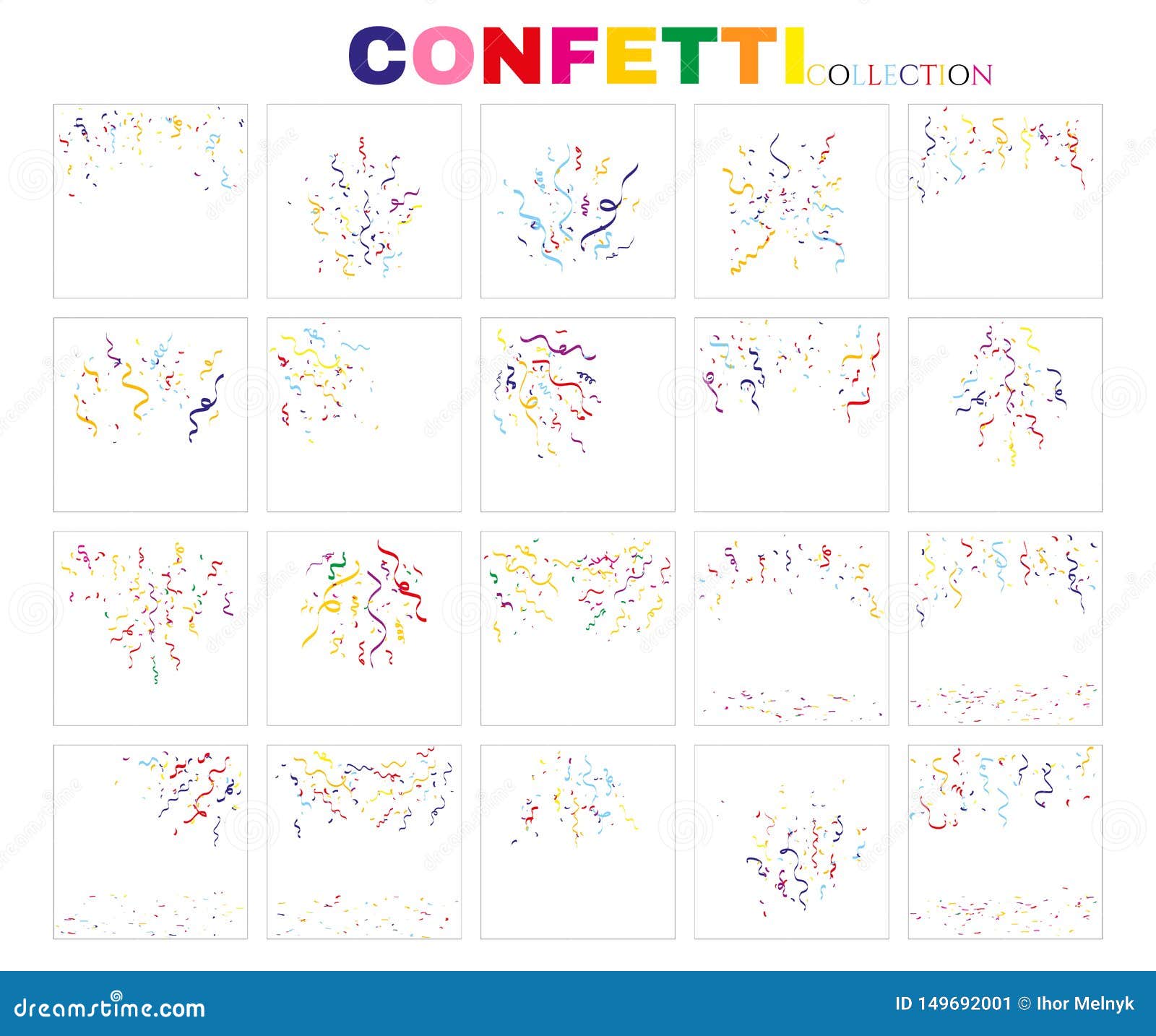 Colorful Confetti Collection. Stock Vector - Illustration of falling ...