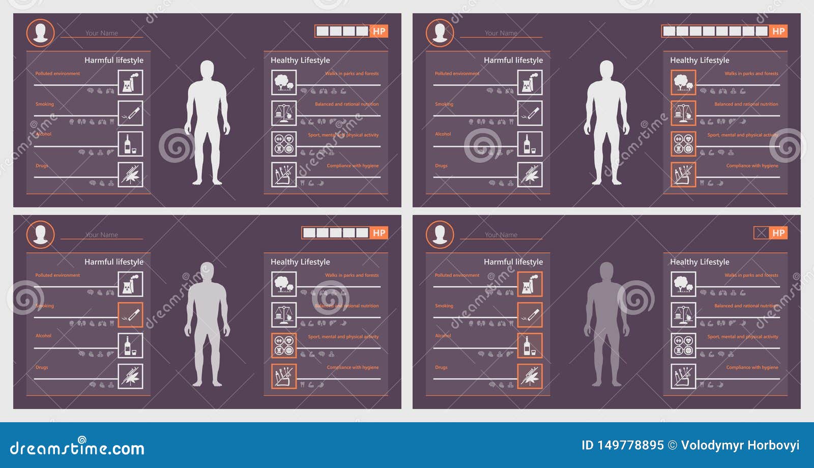 Healthcare Game Stages Banner, Lifestyle Stock Vector - Illustration of ...