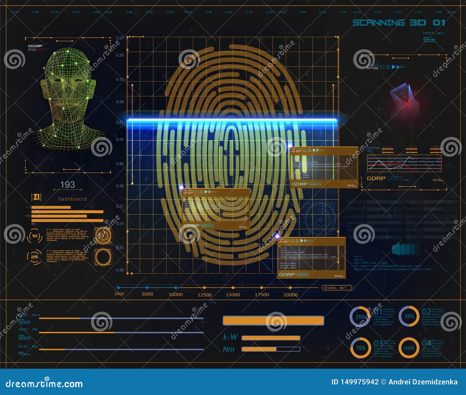 Digital Security, Electronic Fingerprint Scanning Stock Vector ...