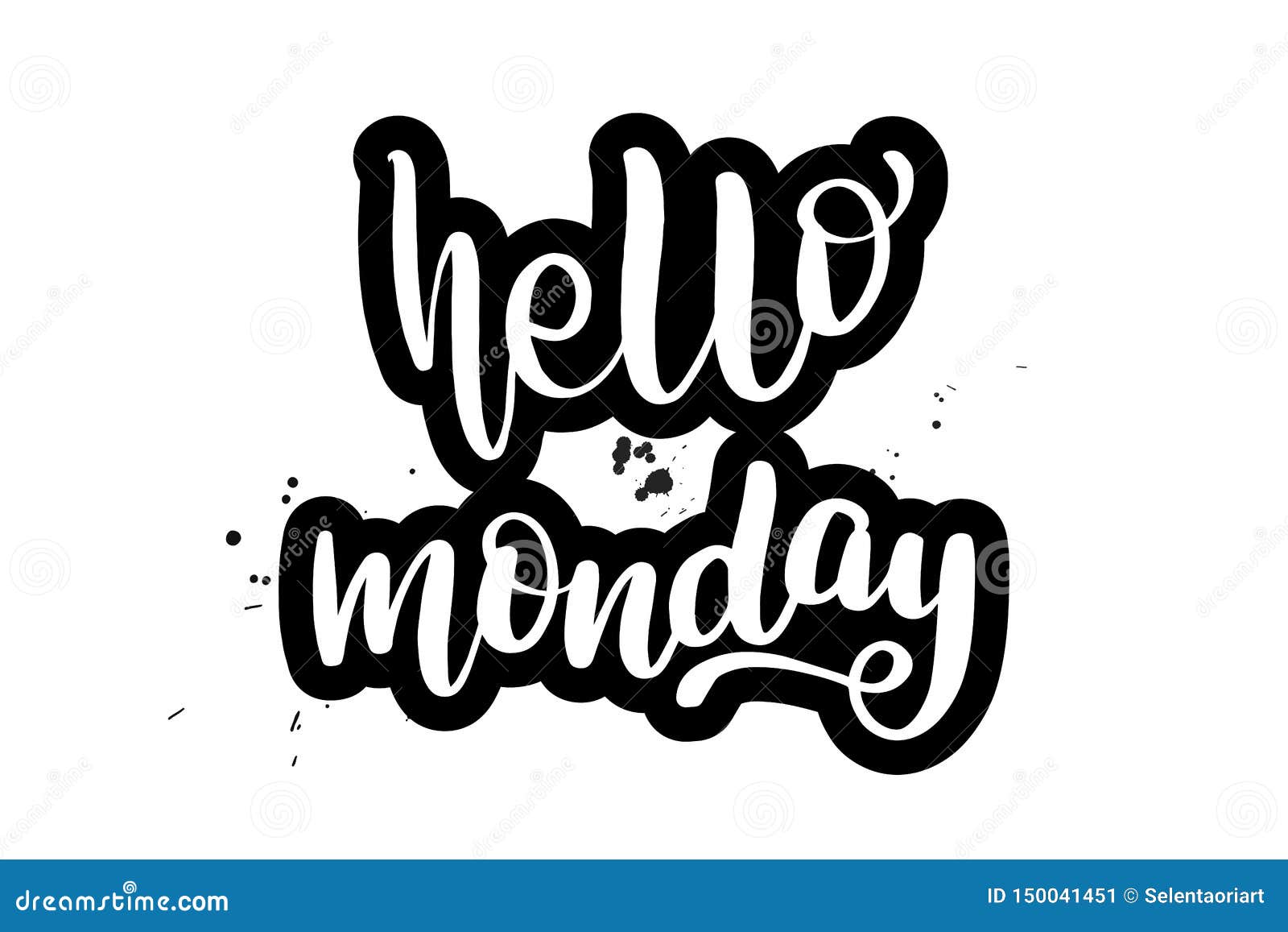 Brush Lettering Hello Monday Stock Vector - Illustration of motivation ...