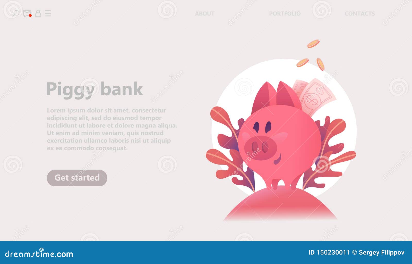 Pig Piggy Bank Concept. Pink Coin Box, Save Money Stock Vector ...