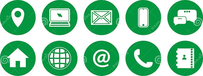 Set of Green Icons. Communications Icons Stock Vector - Illustration of ...