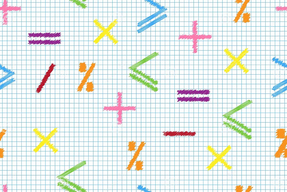 Mathematical Seamless Pattern of Multi-colored Math Signs on a Stripe ...