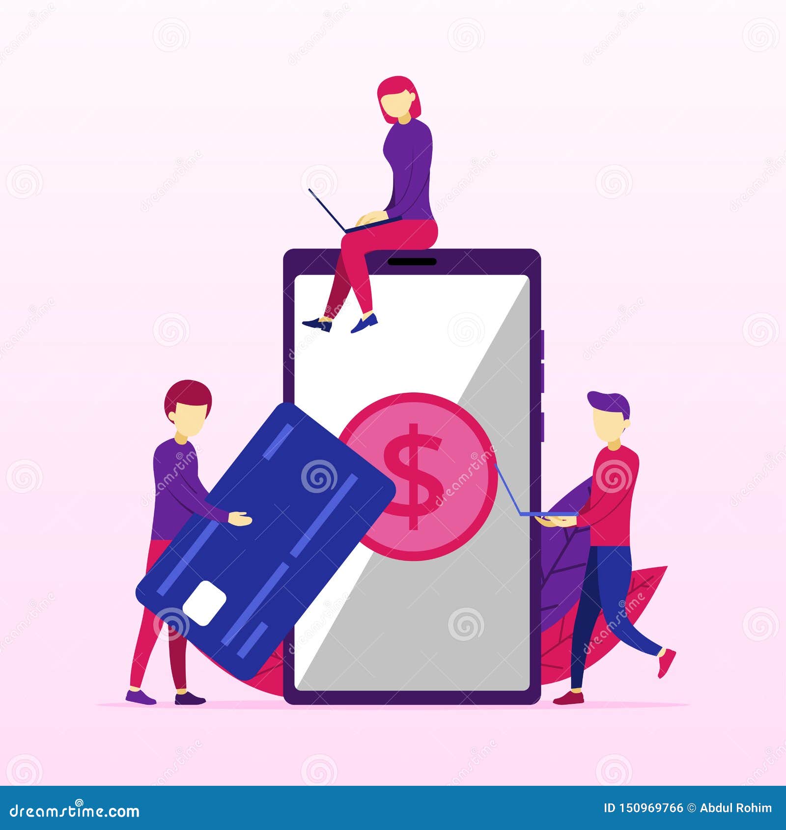 Processing Of Mobile Payments Cartoon Vector | CartoonDealer.com #75741665