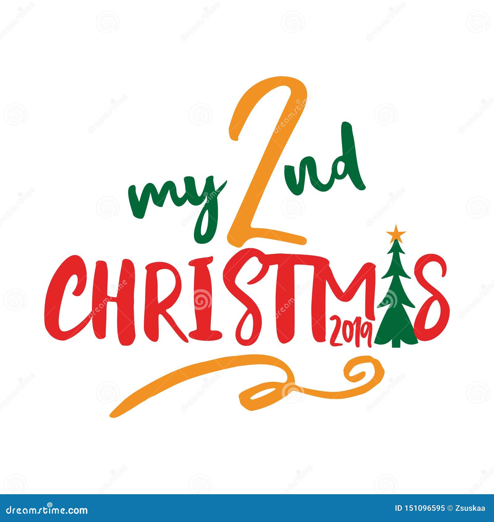 My Second 2. Christmas - Greeting Card. Modern Brush Calligraphy Stock ...
