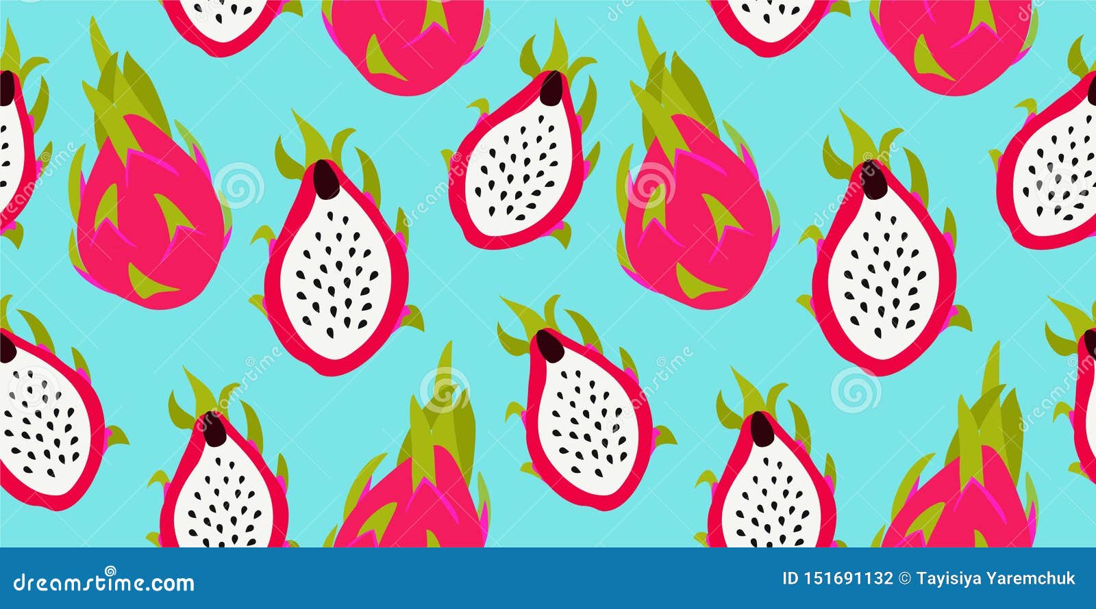 Dragon Fruit Pattern. Tropical Vector Seamless Texture. Stock Vector ...