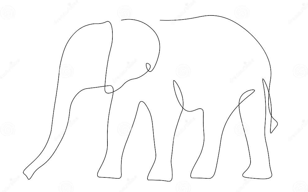 Elephant African Animal Line Drawing Vector Stock Vector - Illustration ...