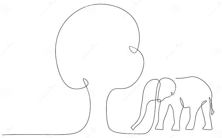 Elephant African Animal Line Drawing Vector Stock Vector - Illustration ...