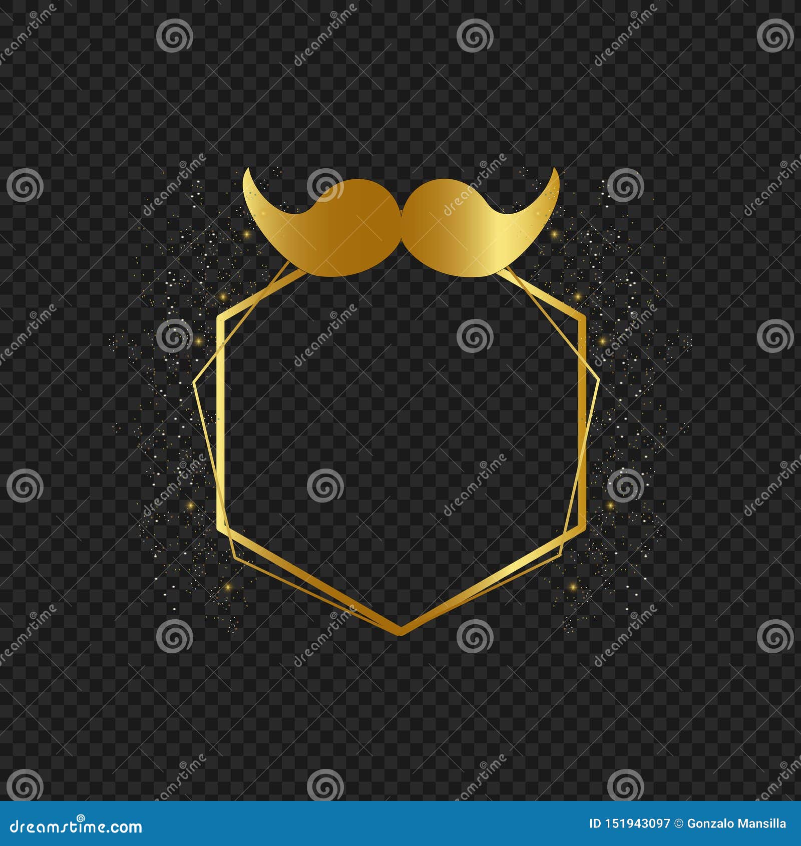 Fathers Day Frame with Golden Moustache Stock Vector - Illustration of ...