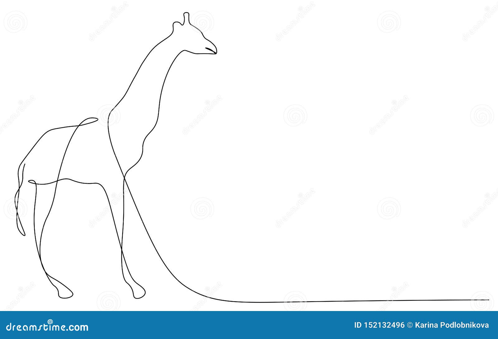 Giraffe on White Background African Animal Line Drawing Vector Stock ...