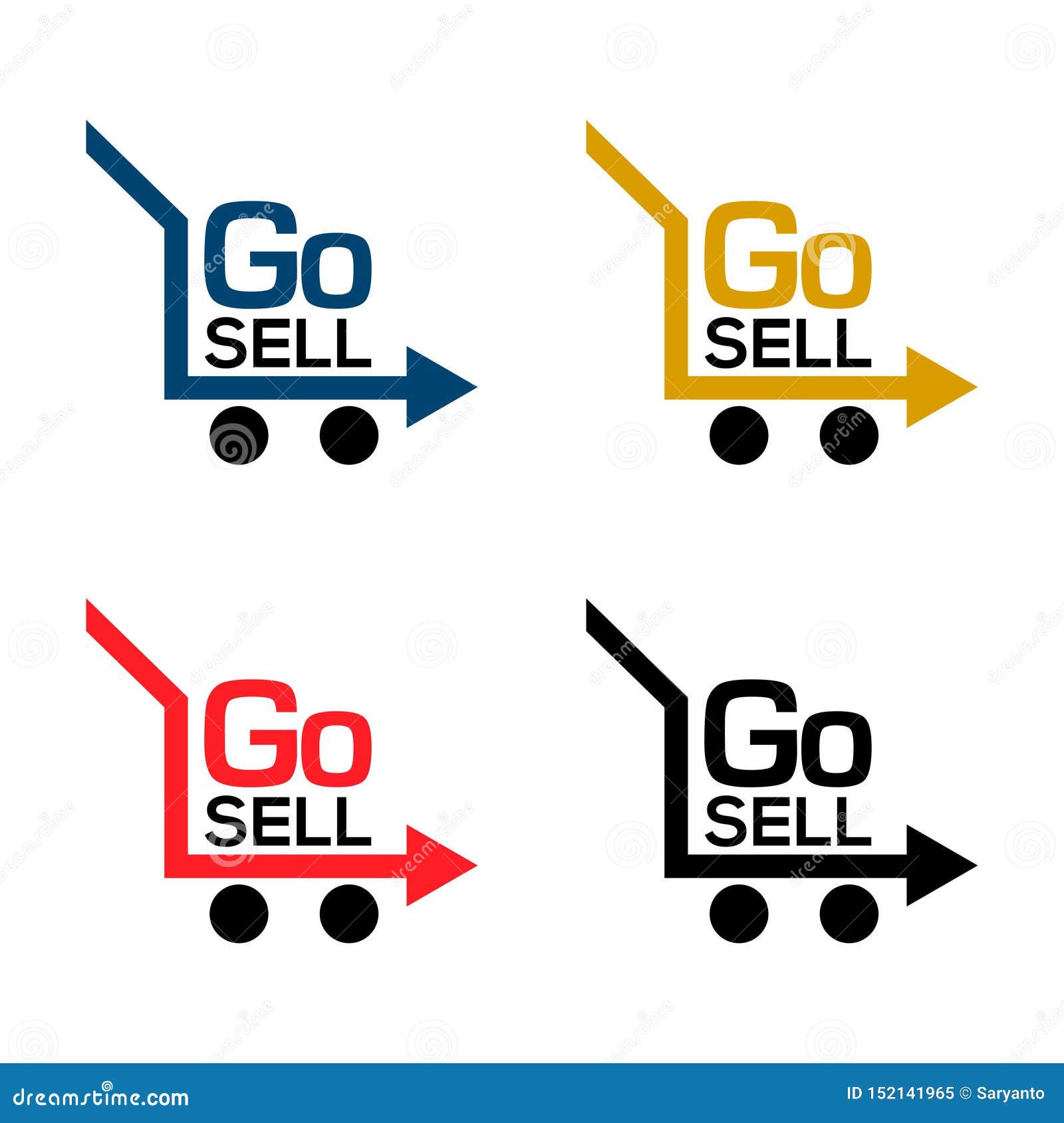 Go Sell Stock Icons. Colorful Set Icon. Label Stock Vector ...
