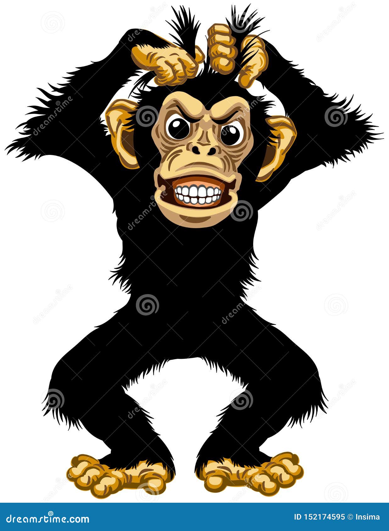 Standing Angry Cartoon Chimp Stock Vector - Illustration of displeased ...