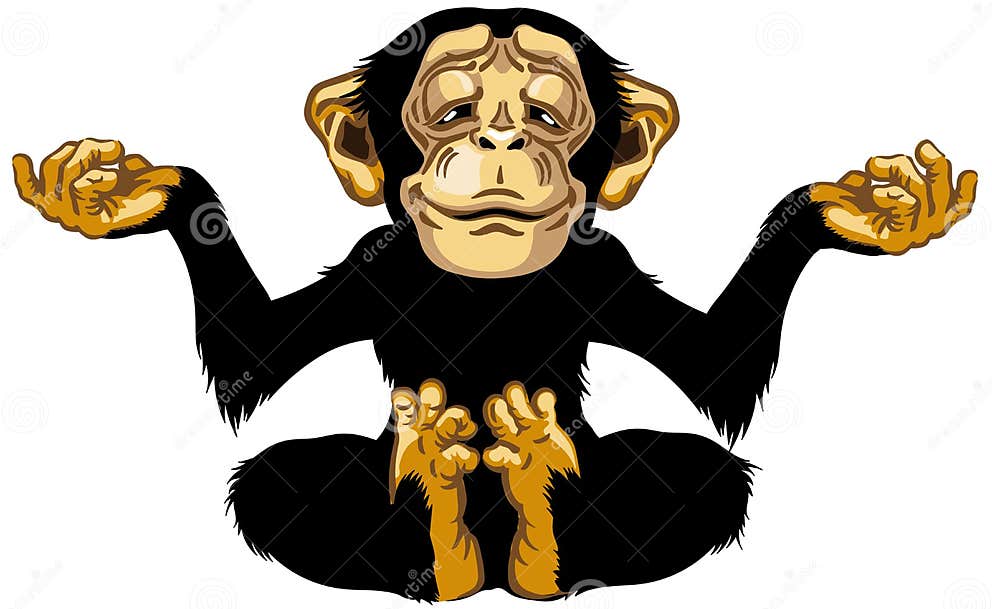 Cartoon Chimp in Meditation Stock Vector - Illustration of monkey ...