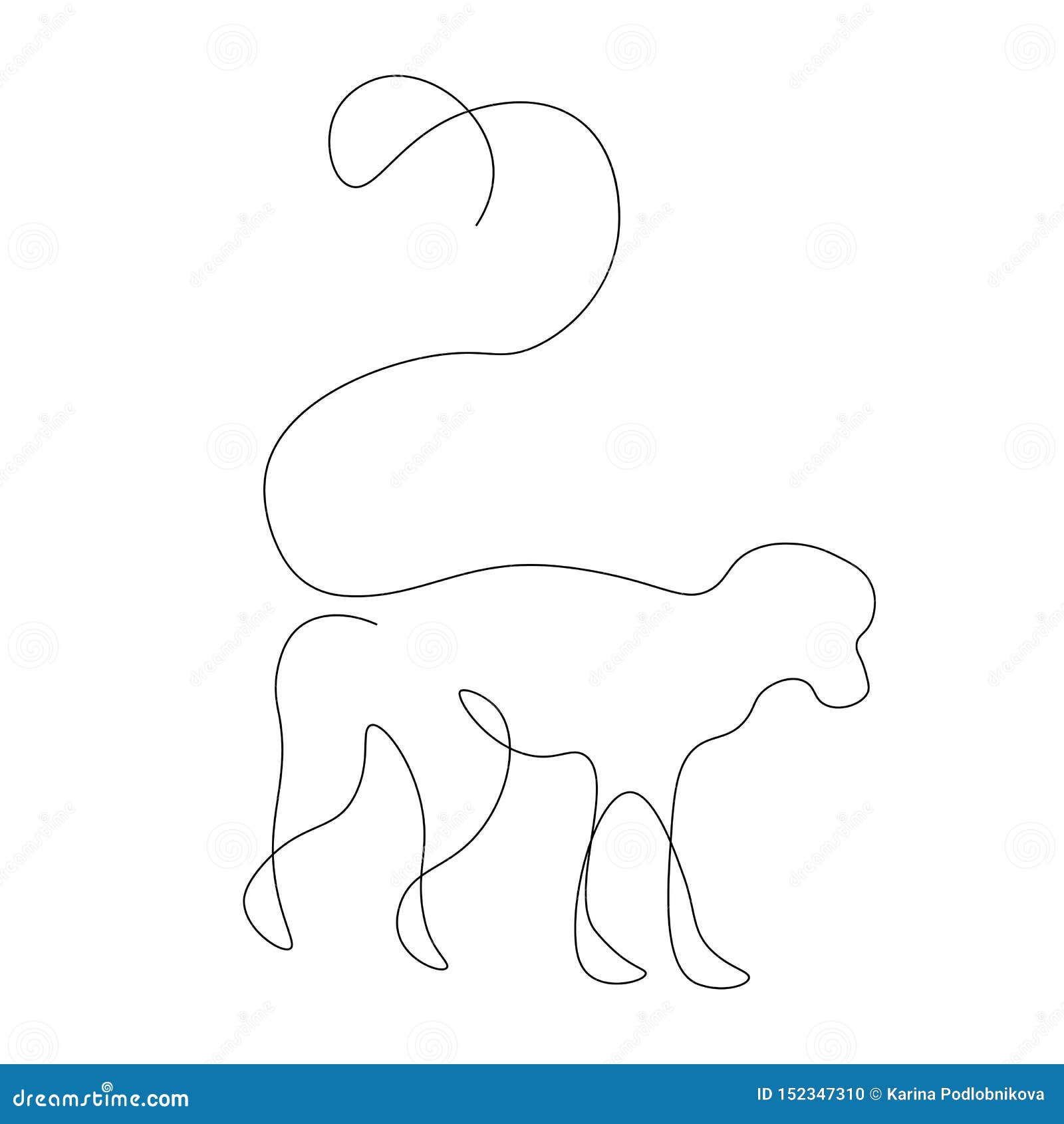 Monkey Animal Silhouette One Line Drawing Vector Stock Vector ...
