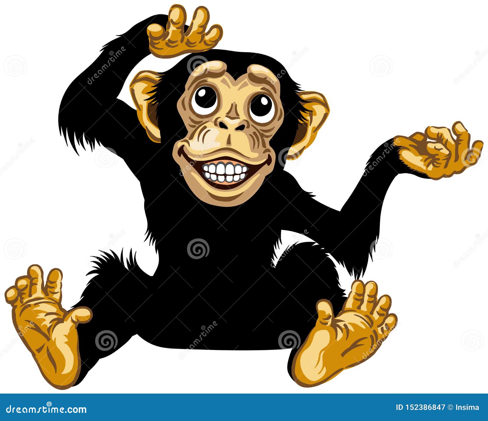 Sitting Happy Cartoon Chimp Stock Vector - Illustration of adorable ...
