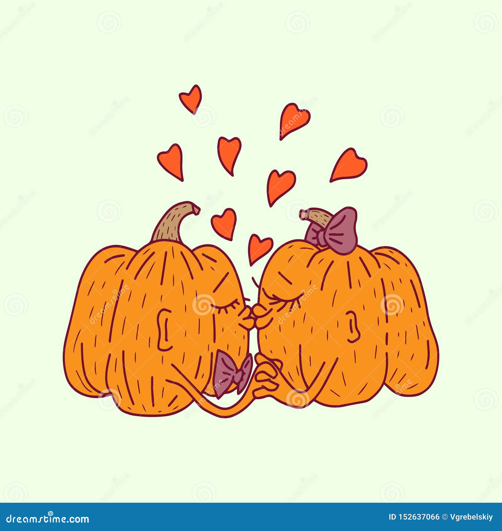Halloween. Pumpkin Lovers Kiss Stock Vector - Illustration of decor ...