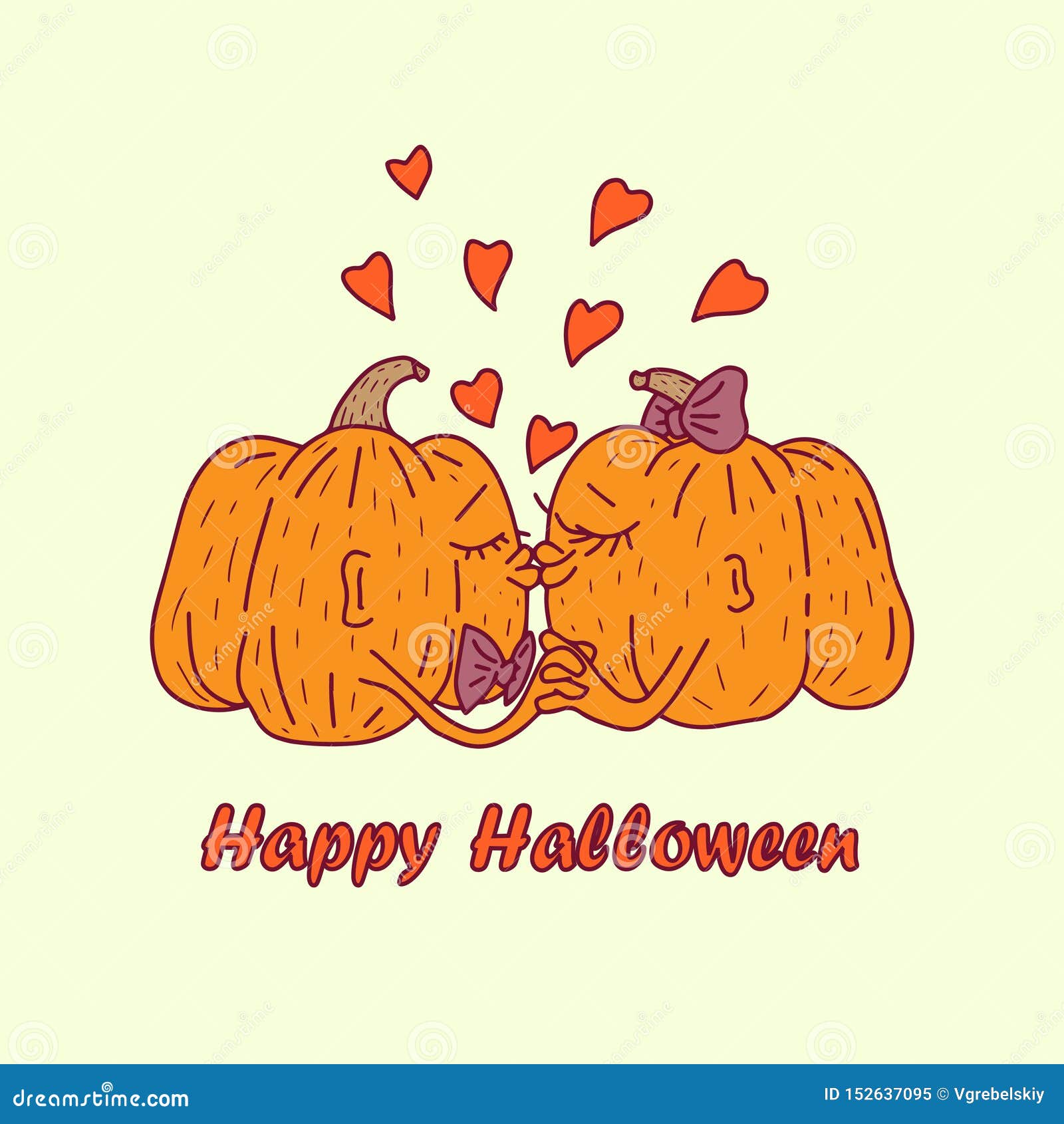 Halloween. Pumpkin Lovers Kiss Stock Vector - Illustration of ...