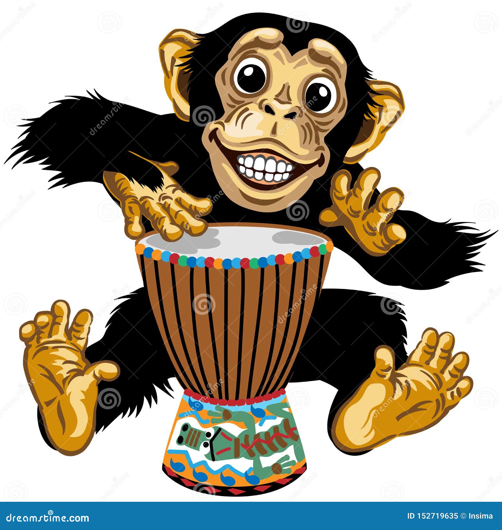Wild Drummer Playing Drum Set Cartoon Vector Illustration ...