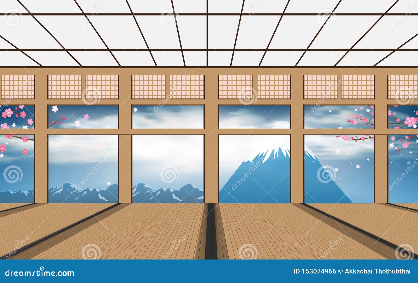 Indoor dojo room in japan stock vector. Illustration of beautiful ...