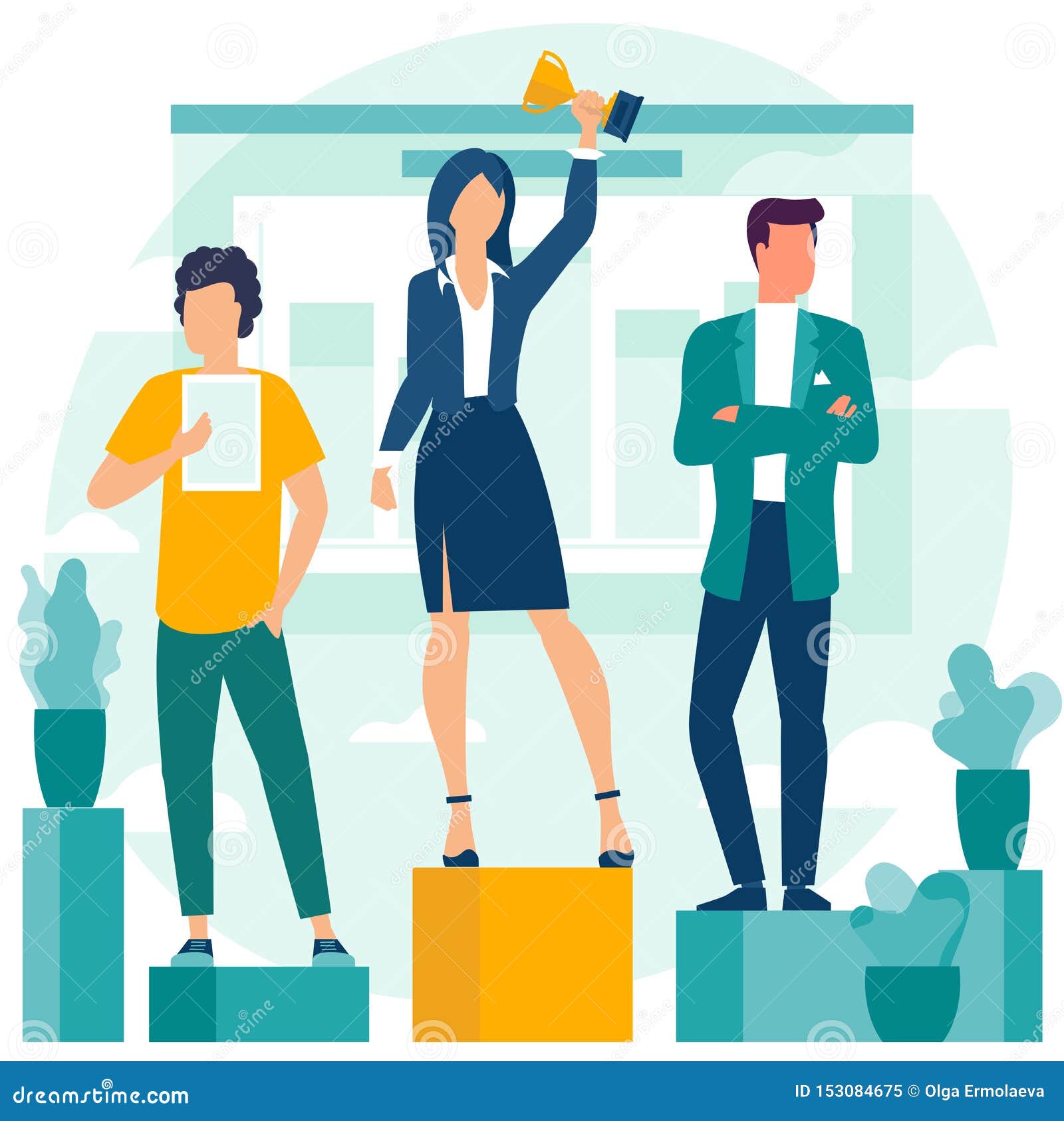 Job Competition Process With Two Candidates Competing For Job Offer ...