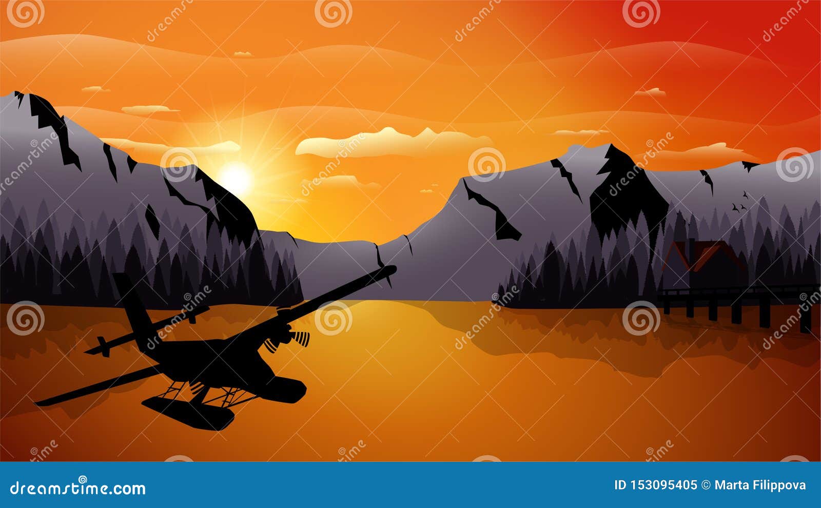 Mountain at Sunset Landscape Vector Stock Vector - Illustration of ...
