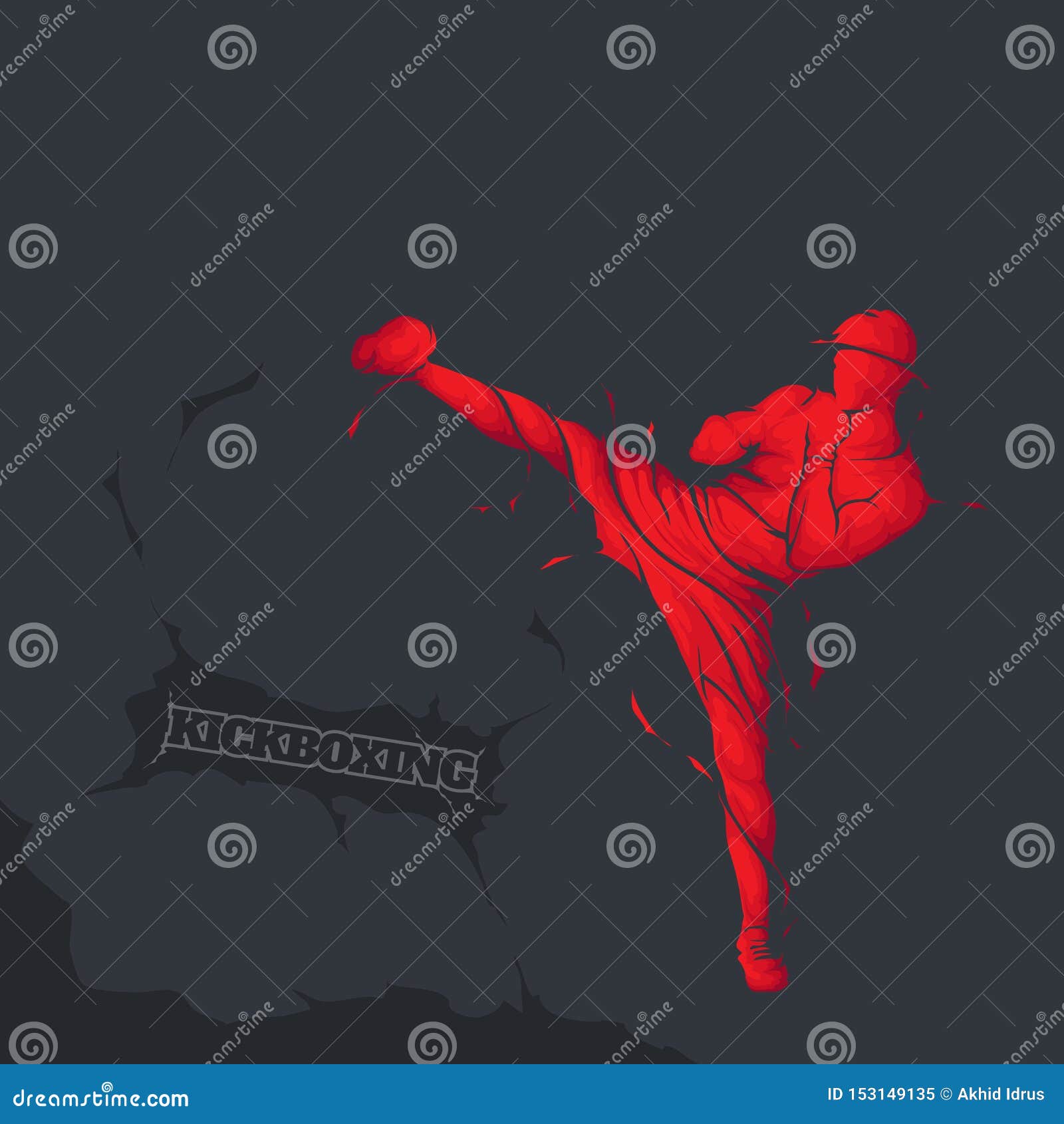 Kickboxing Fighter Splash Silhouette Stock Illustration - Illustration ...