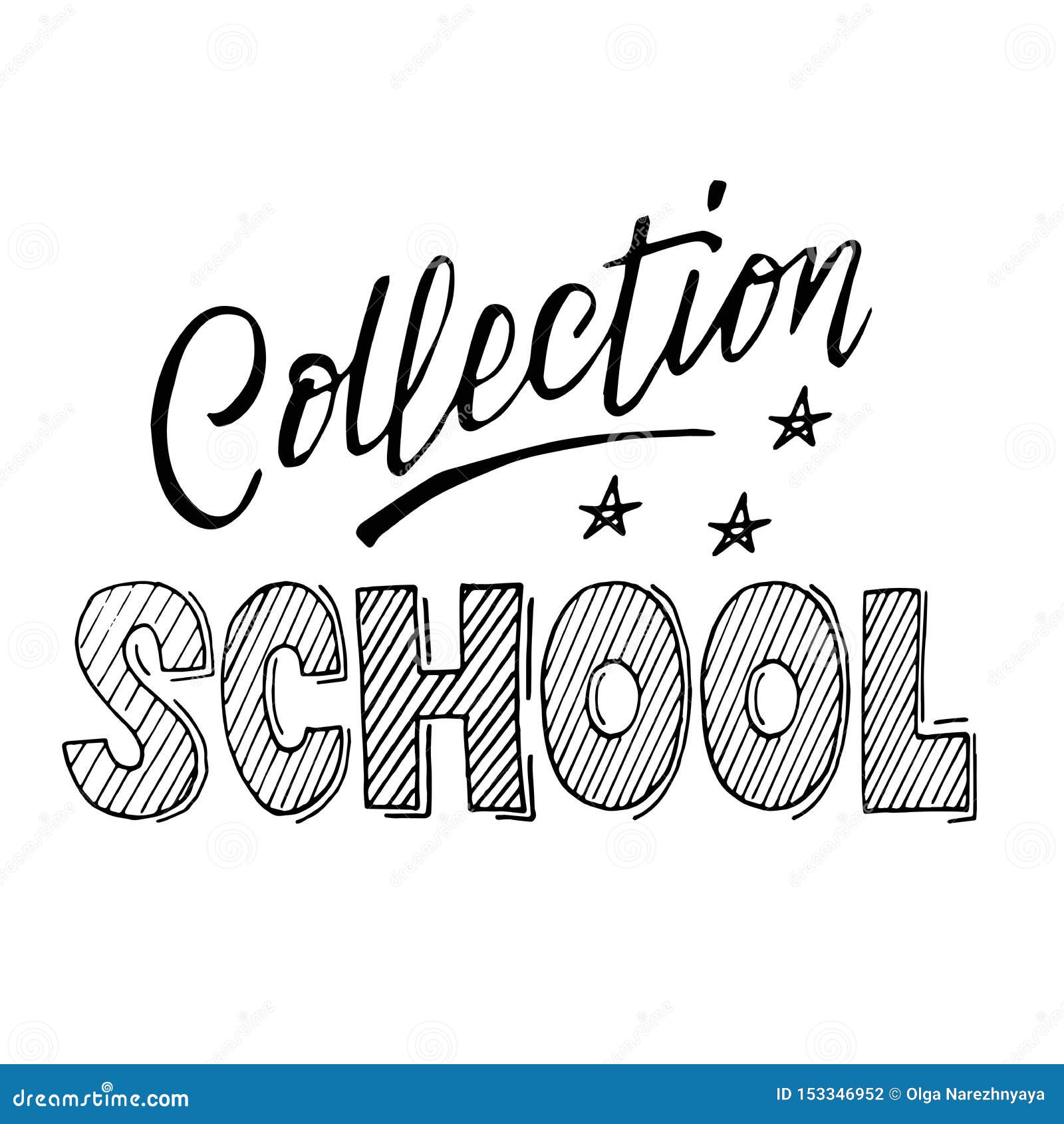 School Collection Lettering Composition of Poster and Banner with ...