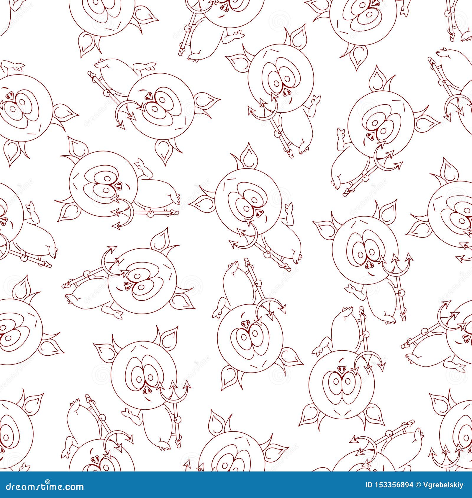 Halloween. Seamless Pattern. Little Devil with a Pitchfork. Stock ...
