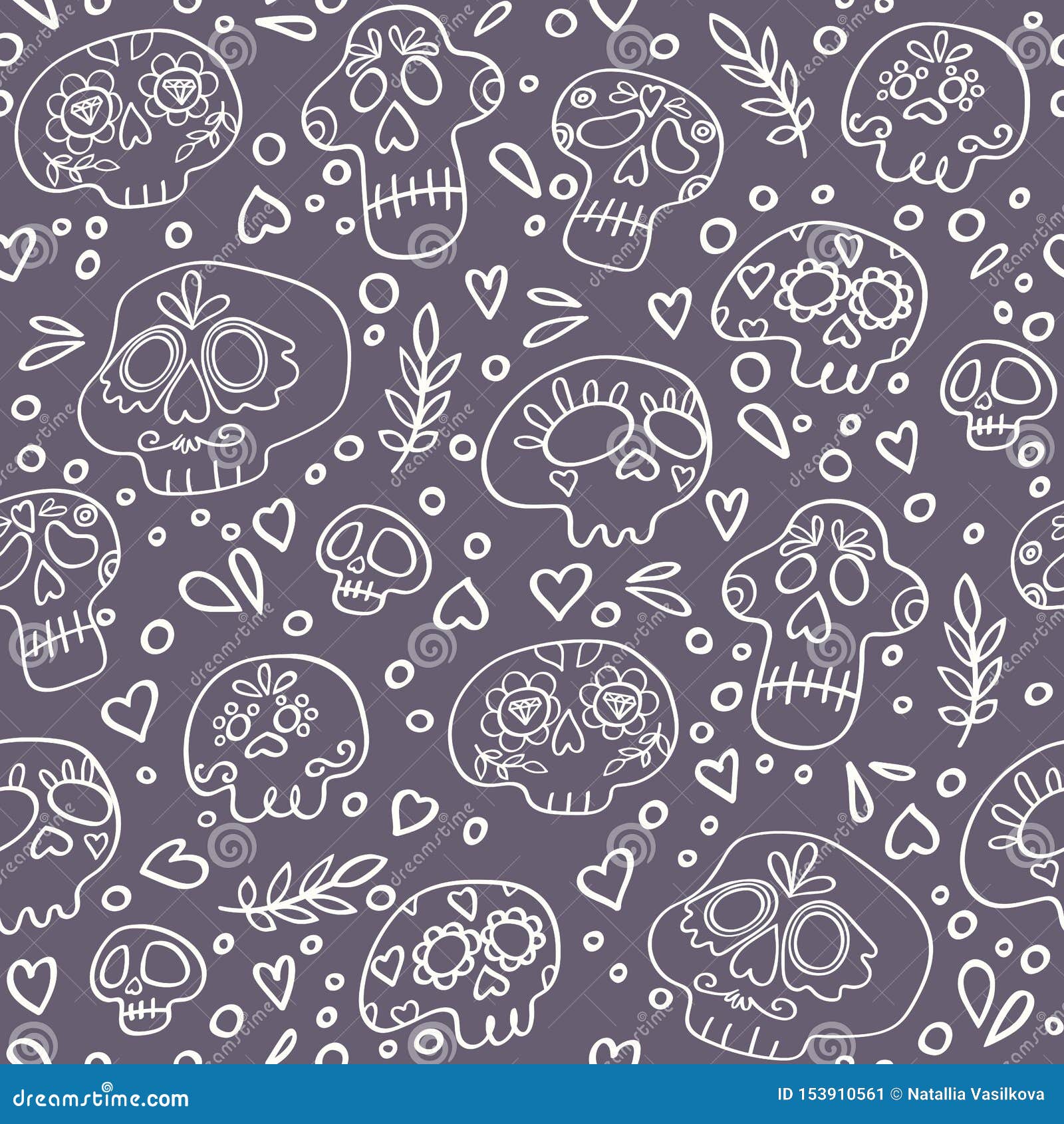 Skulls Seamless Pattern for Textile, Wrapping, Fabric, Wallpapers and ...