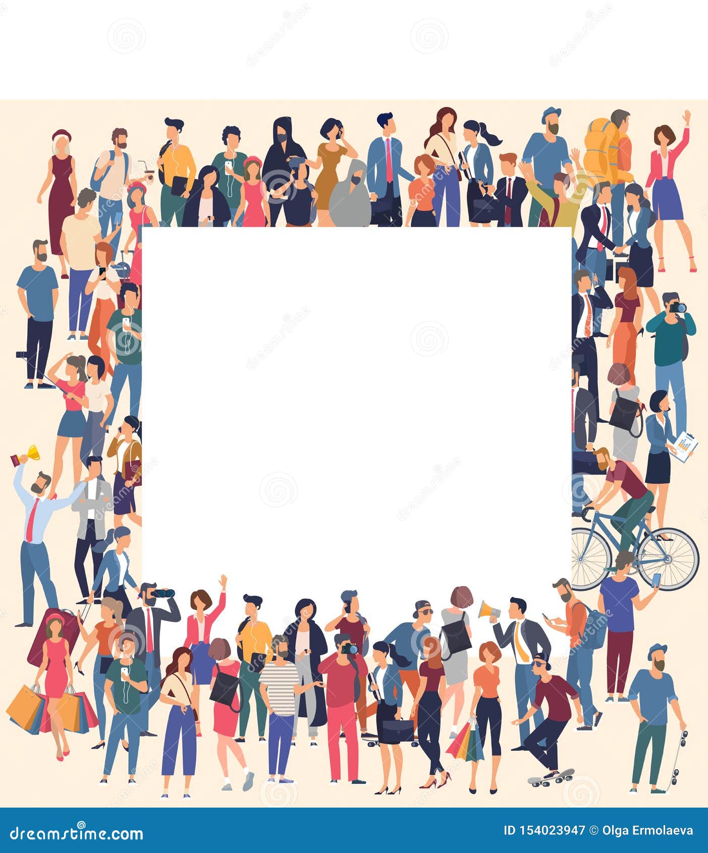 People with Blank White Banner Stock Vector - Illustration of character ...
