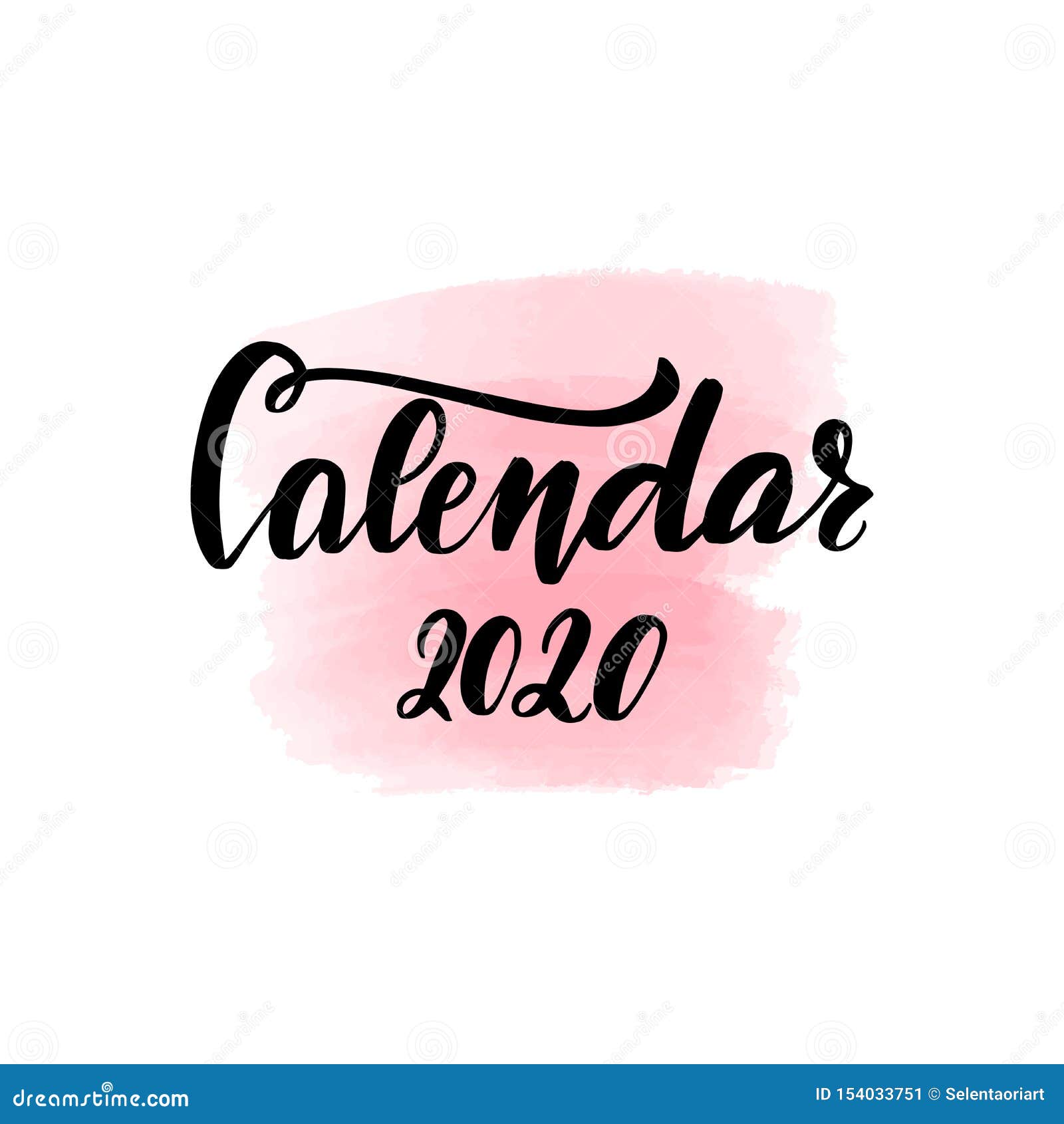 Brush Lettering Calendar 2020 Stock Vector - Illustration of calendar ...