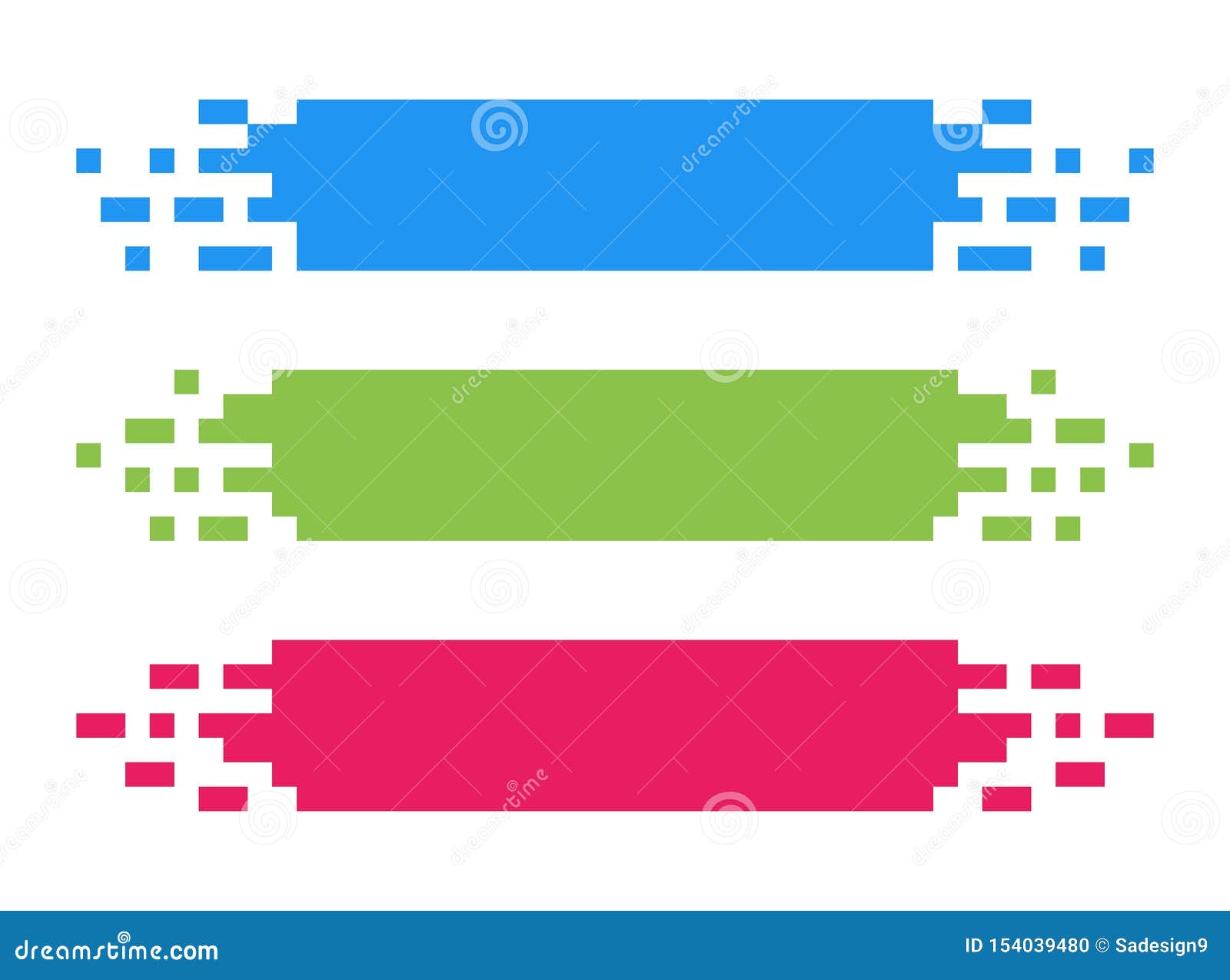 Set of Colorful Abstract Pixel Web Banners for Headers Isolated on ...