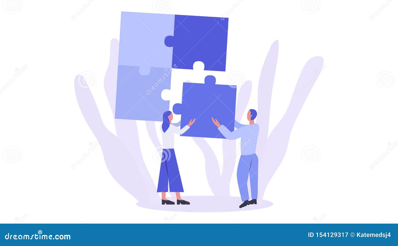 Two People Connecting Puzzle Elements. Business Metaphor. Team Concept ...