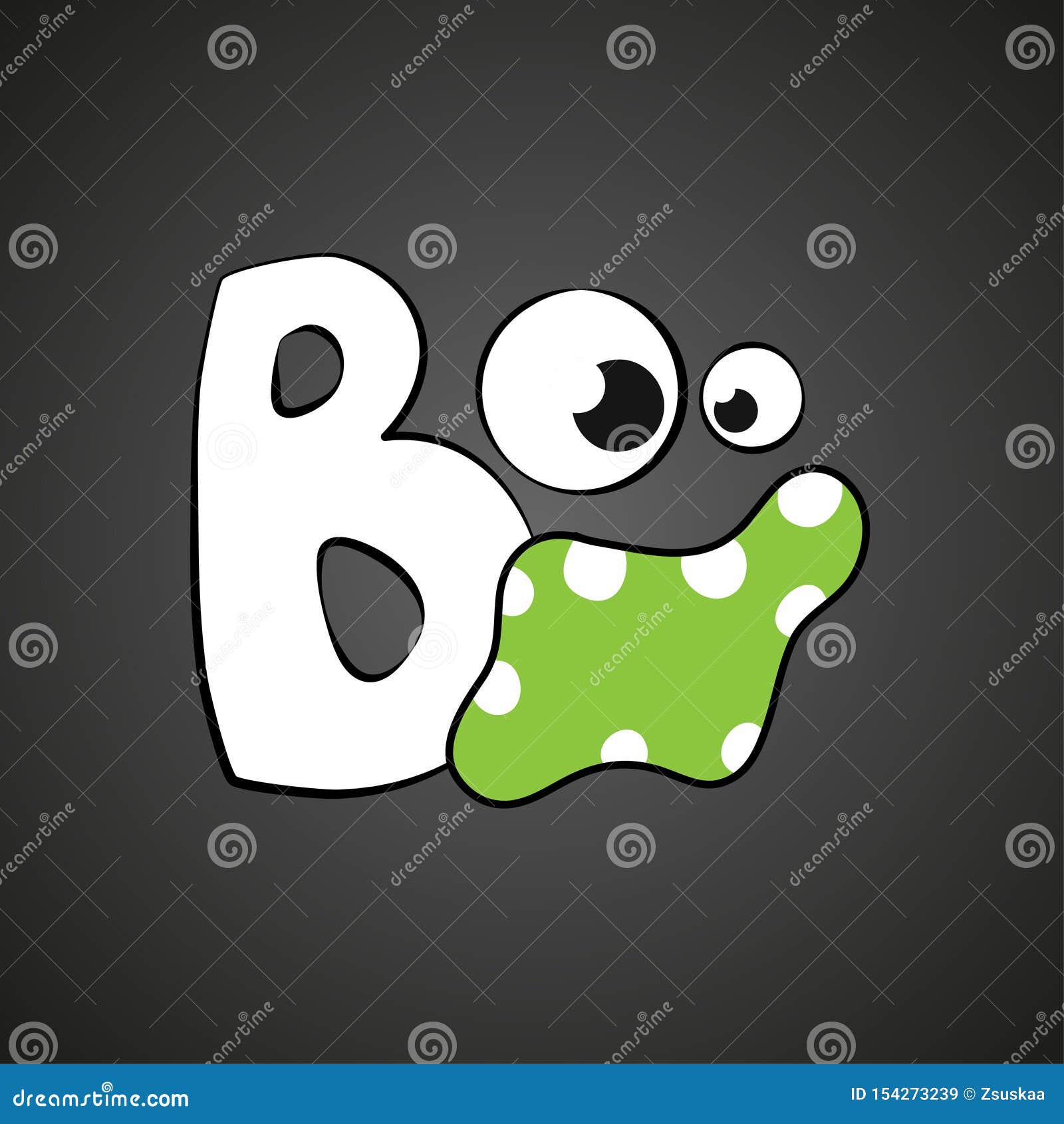 Boo. - Hand Drawn Vector Illustration. Halloween Color Poster Stock ...