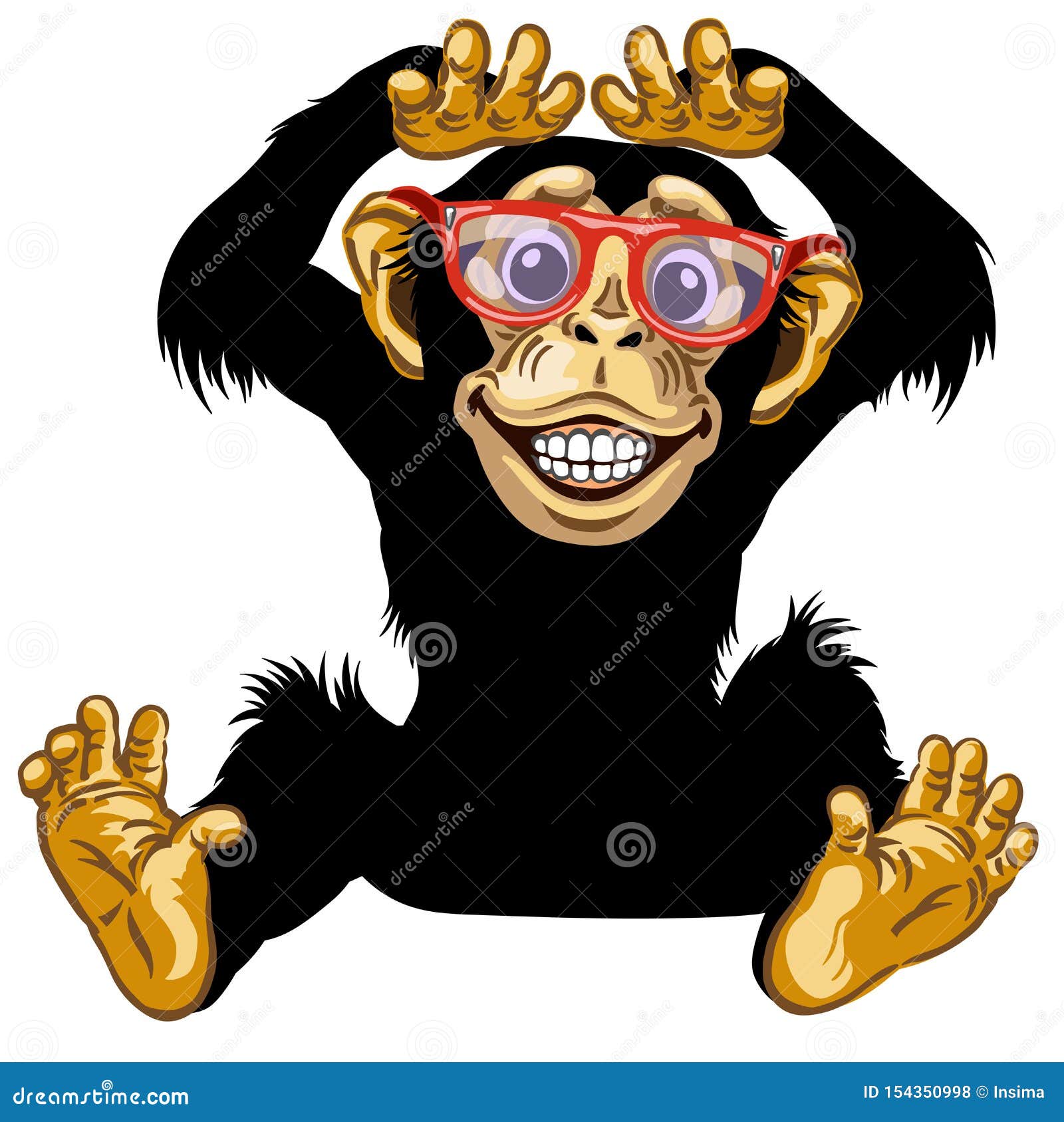 Happy Cartoon Chimp with Glasses Stock Vector - Illustration of ...