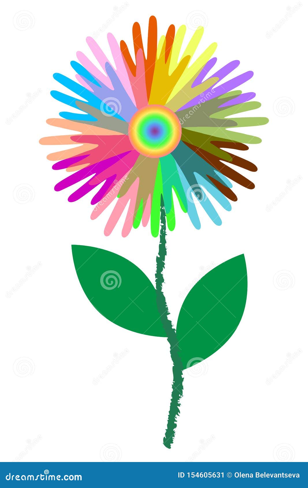 Colorful Icons of People`s Hands, Like Flower Petals, Concept of ...