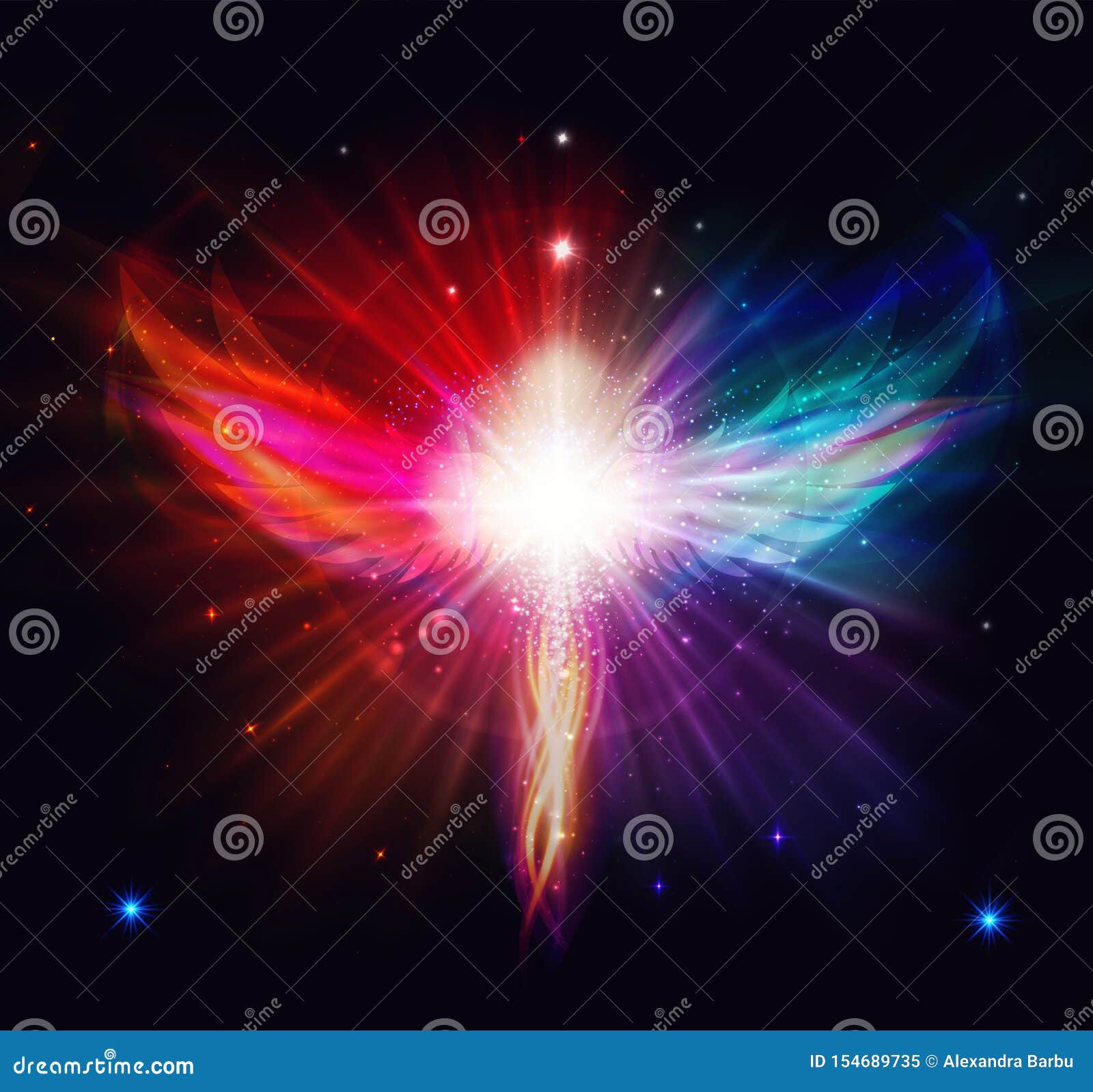 Angel of Light and Love Doing a Miracle Stock Vector - Illustration of ...