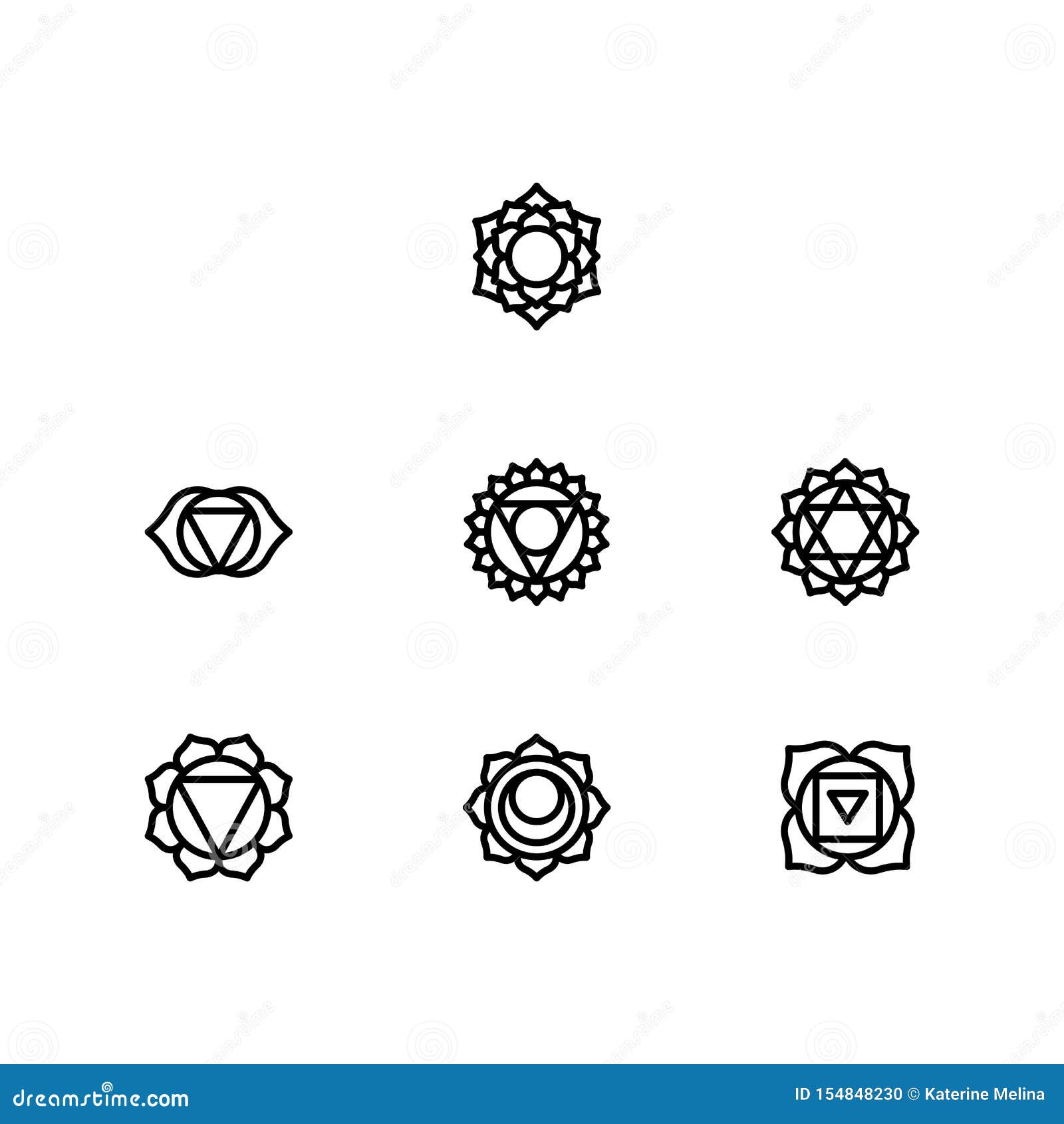 Chakra Symbols Set Spiritual Vector Stock Illustration - Illustration ...