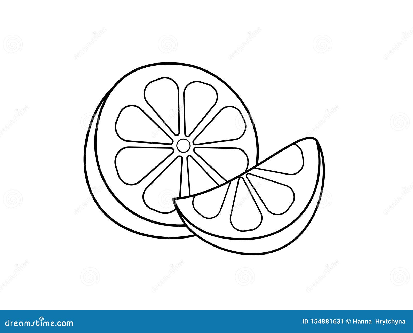 Sliced Lemon - Linear Vector Illustration for Coloring. Stock Vector ...