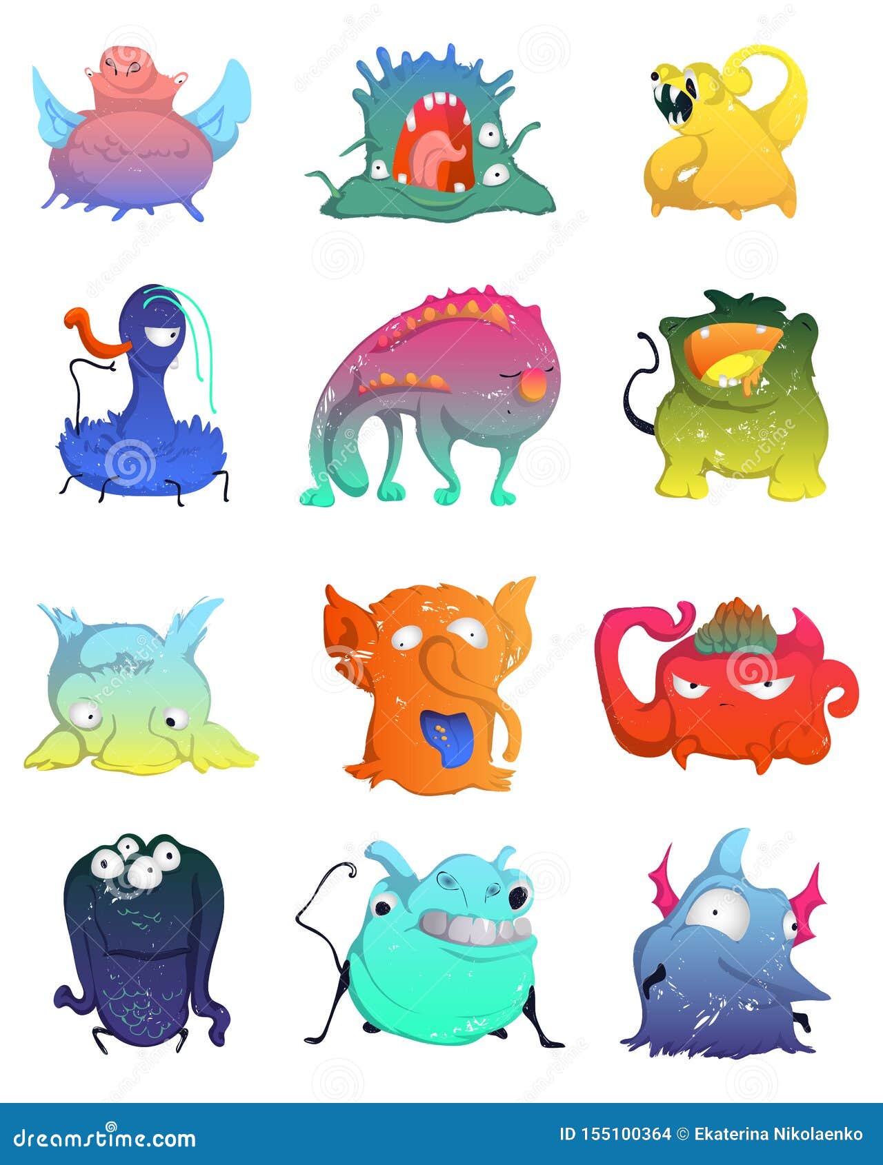 Cute Monsters Set. Funny Fantasy Characters Collection. Design Concept ...