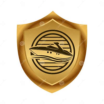 Boat and Gold Shield. Stock Icon. Vector Illustration Stock Vector ...