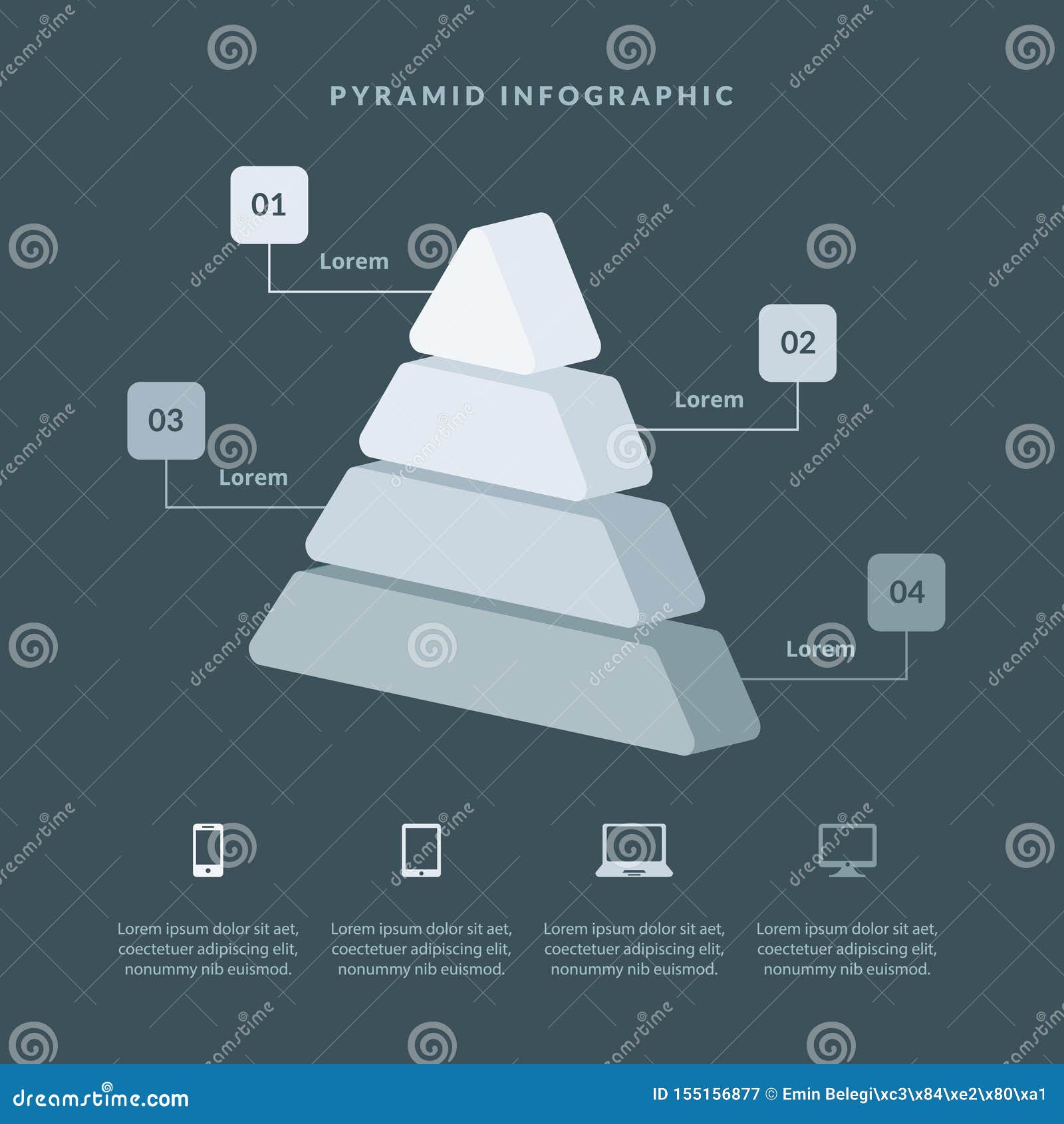 Pyramid 3D Info Chart Graphic for Business Design Stock Vector ...