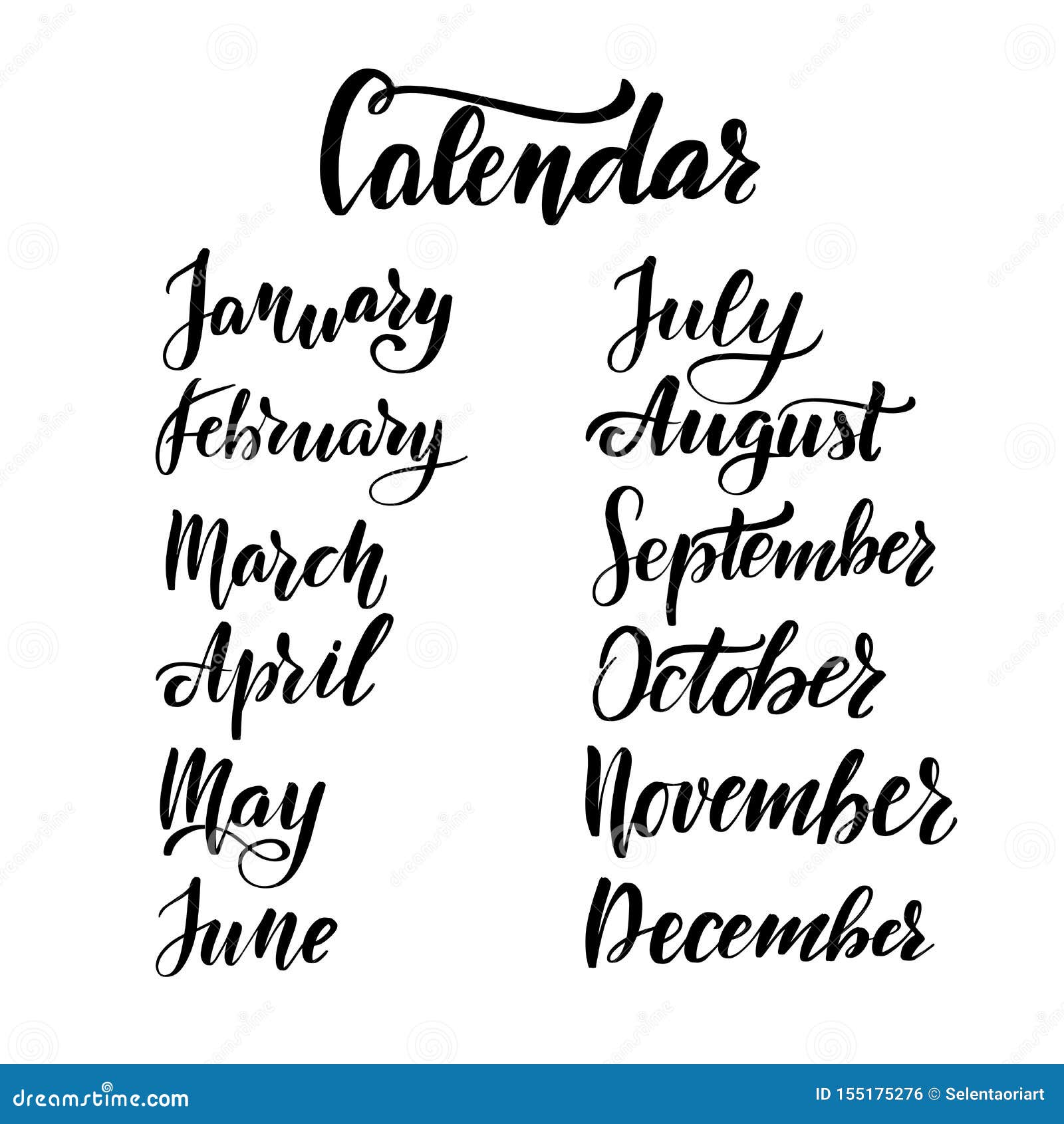 Lettering English months stock vector. Illustration of badge - 155175276