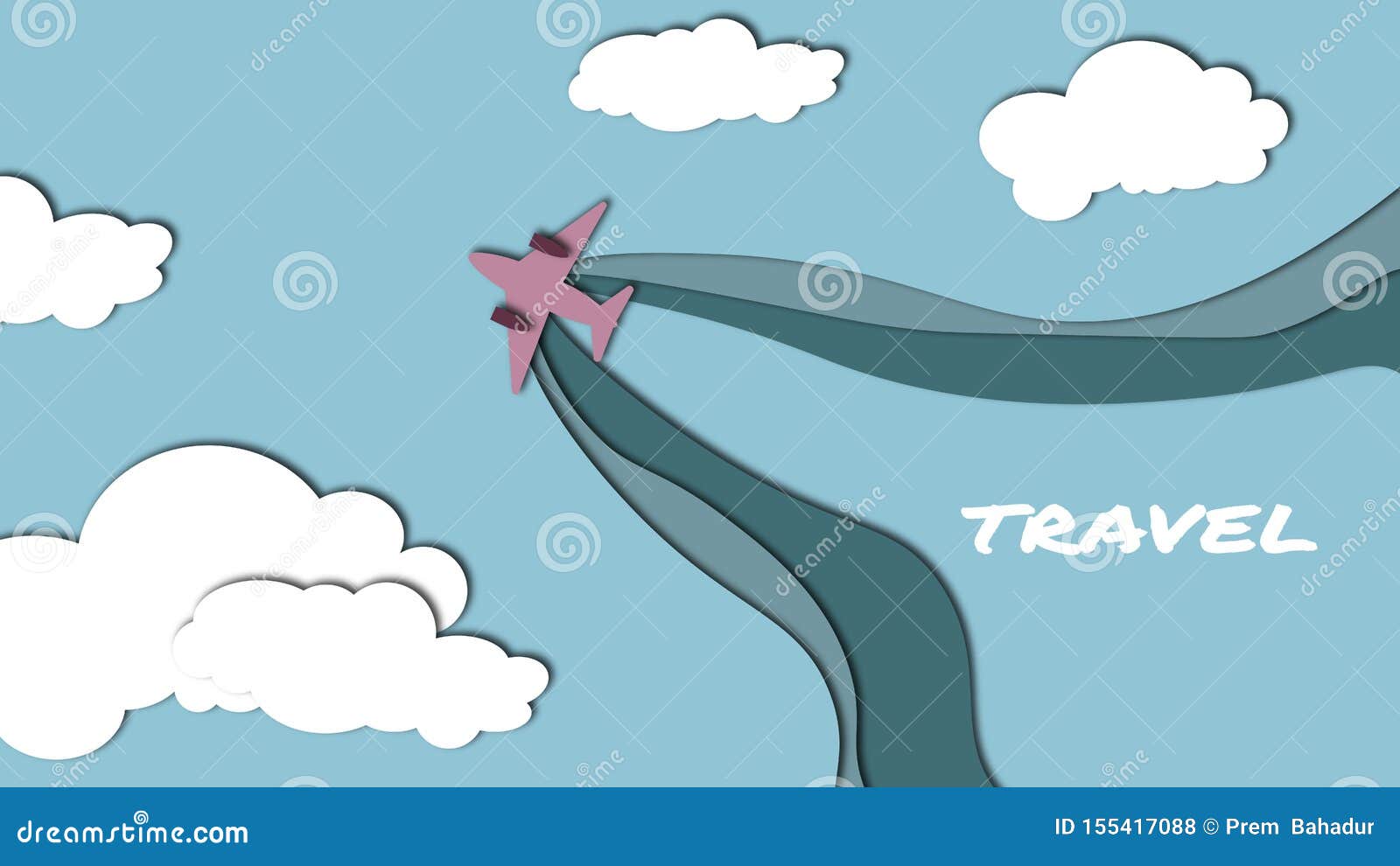 Travel Paper Cutout Theam Wallpaper Stock Illustration - Illustration ...