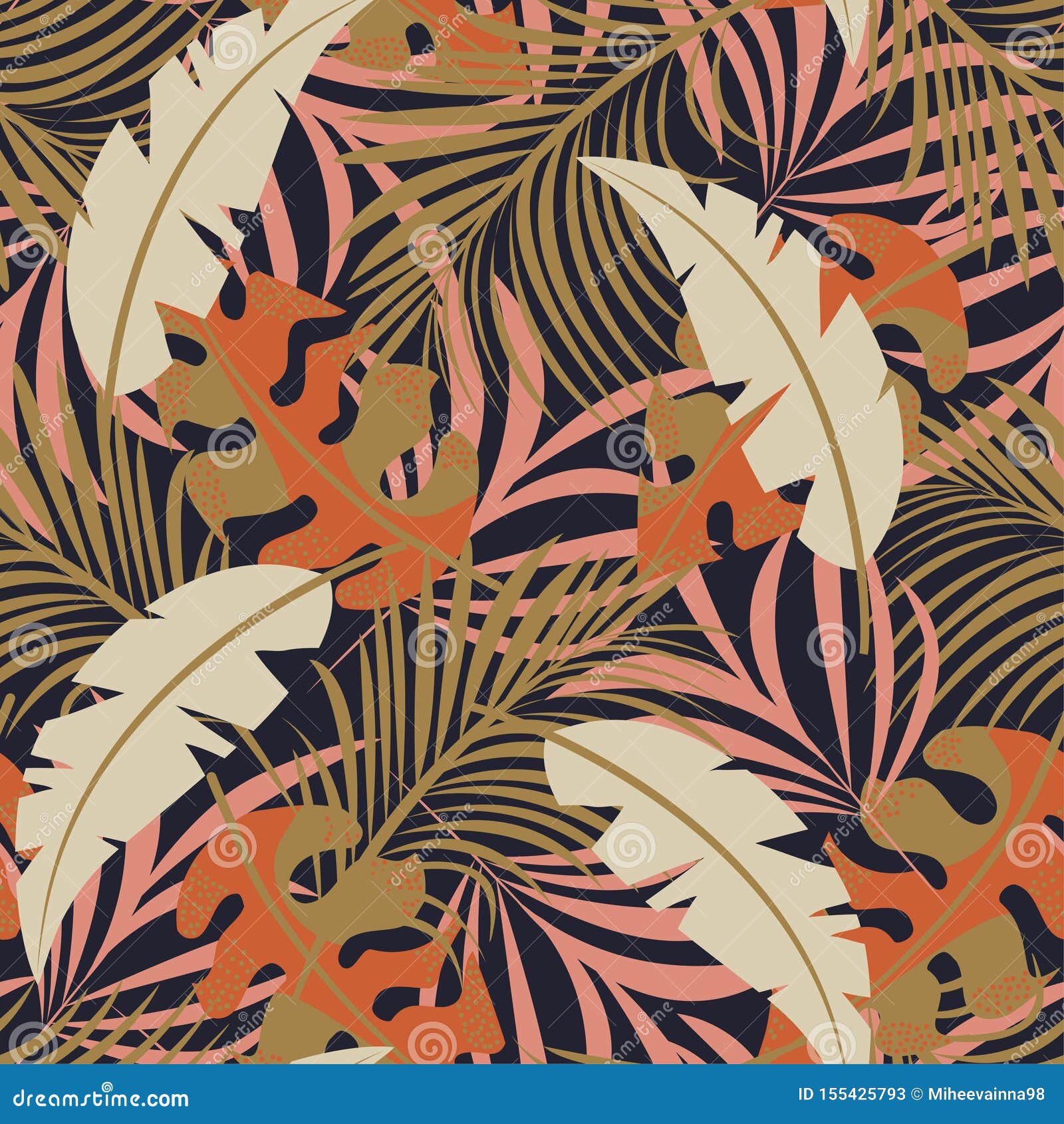 Modern Seamless Pattern with Tropical Plants. Fashionable Texture ...
