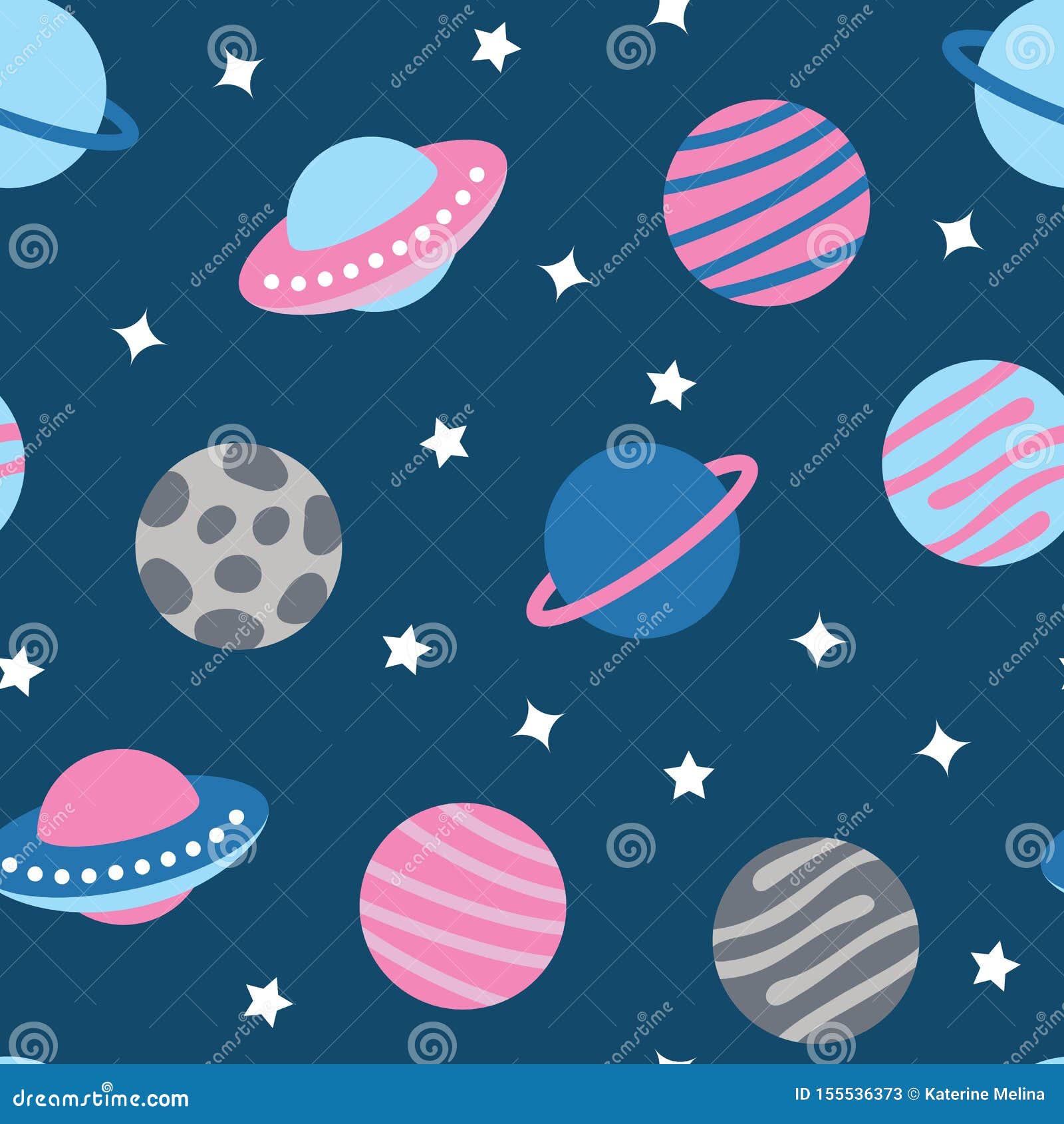 Universe with Planets Seamless Pattern Stock Vector - Illustration of ...