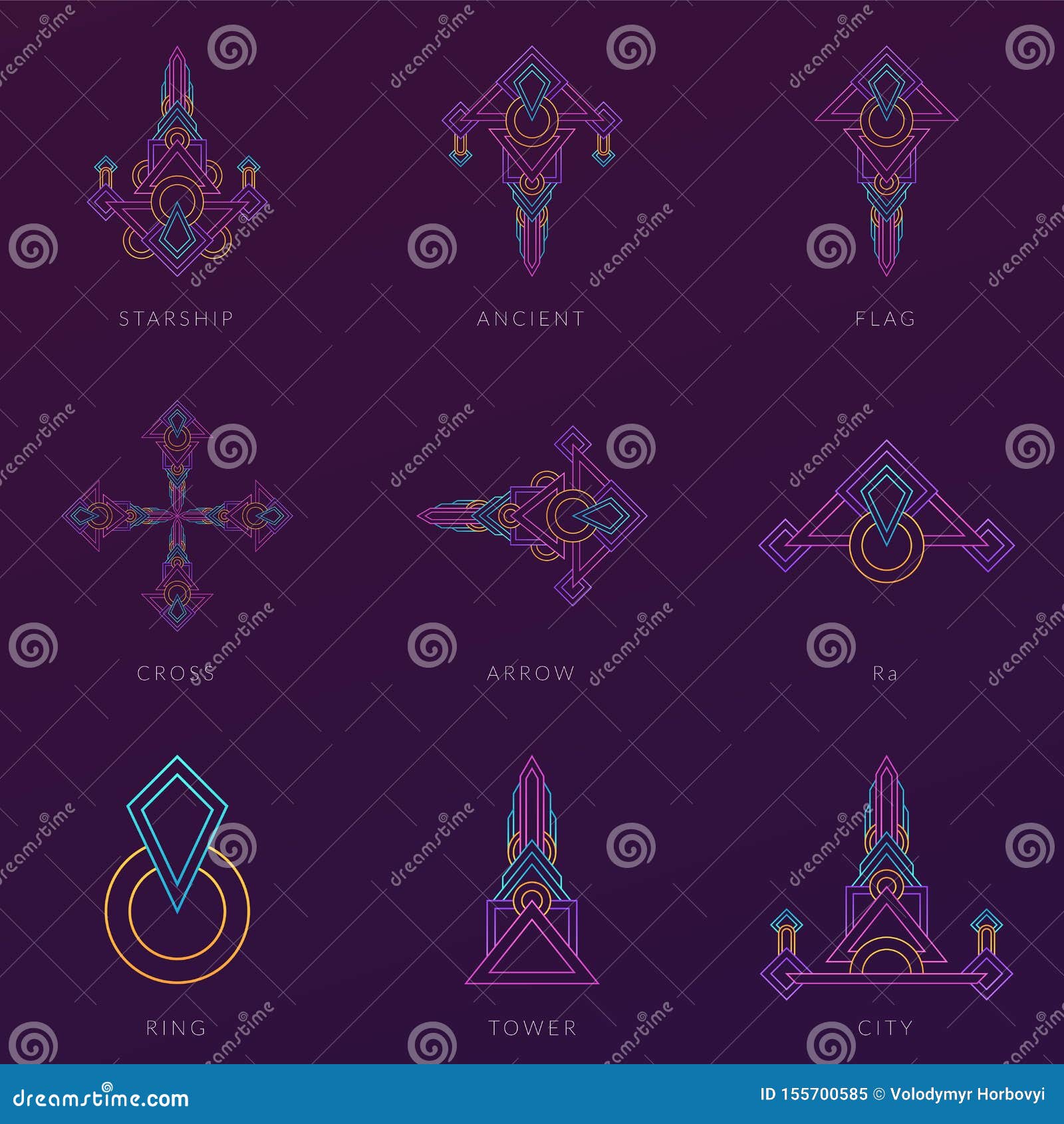 Outline Art Collection of Geometric Shape Stock Vector - Illustration ...