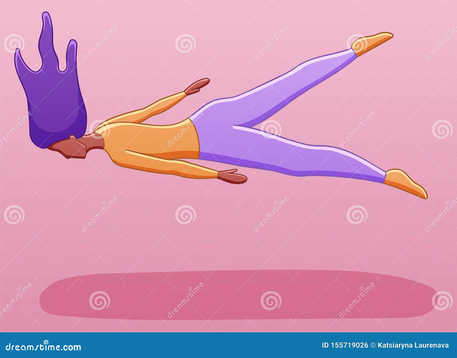 Levitating Girl on a Pink Background Stock Vector - Illustration of ...