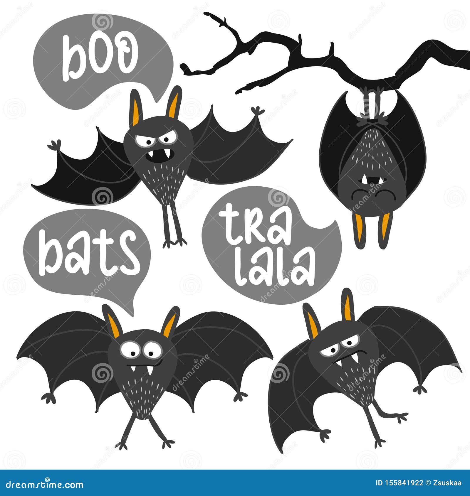 Set Bats. Collection Of Bats. Flying Bats. Halloween. Set Of Black ...